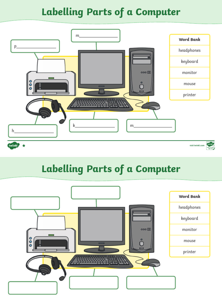 Labelling Parts of A Computer: Word Bank | PDF