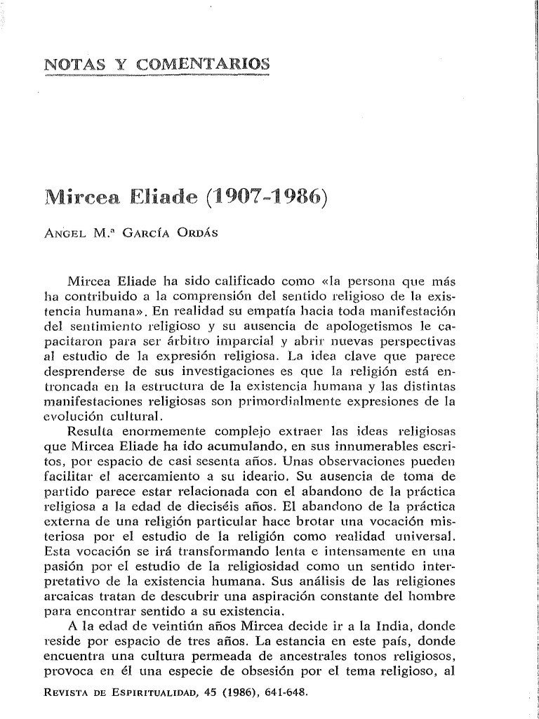 Mircea Eliade 1907 1986 | PDF