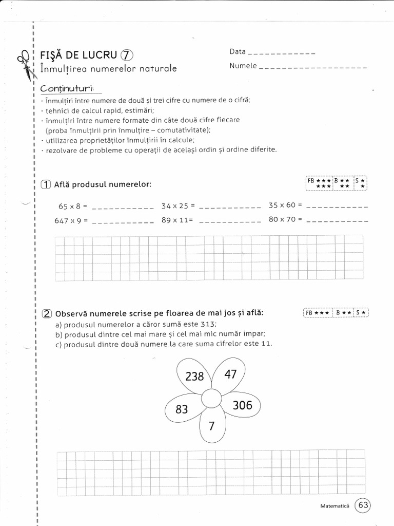 Fisa de Lucru Mate 7 | PDF