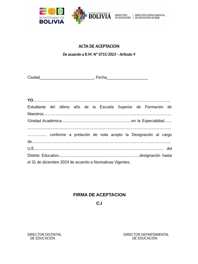 Acta de Aceptacion | PDF | Negocios | Tecnología e ingeniería