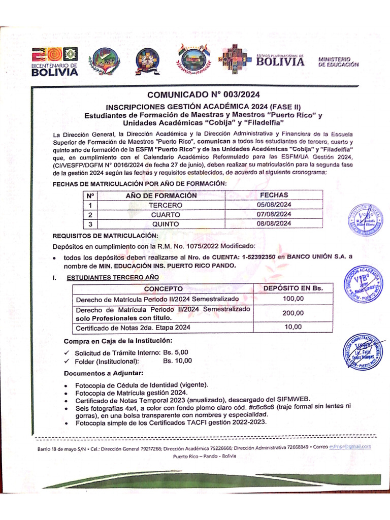 Comunicado No. 003 - 2024 | PDF