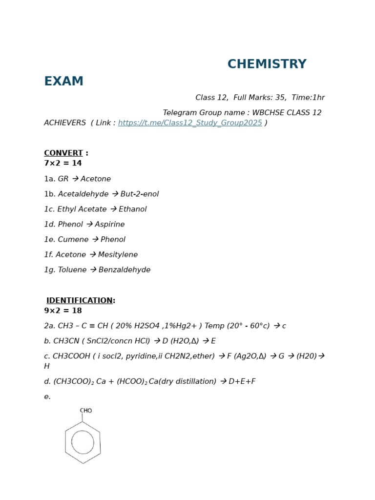 Chemistry Test | PDF