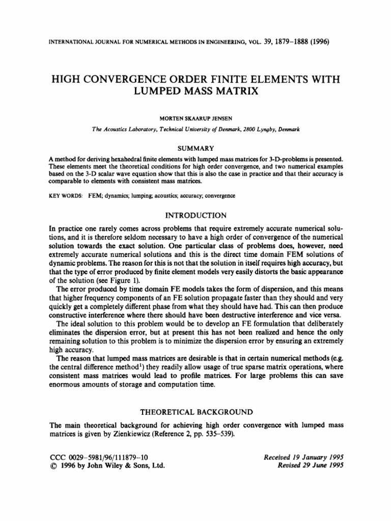 High Convergence Order Finite Elements With Lumped Mass Matrix International Journal For