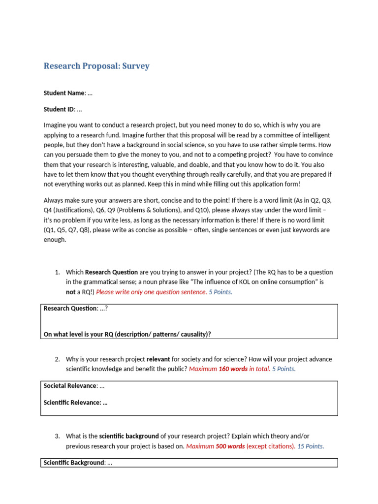 Research Proposal Survey | PDF