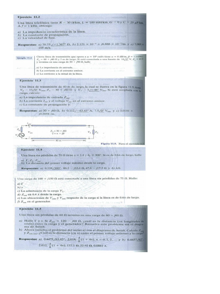 Ejercicios Lineas de Transmision | PDF
