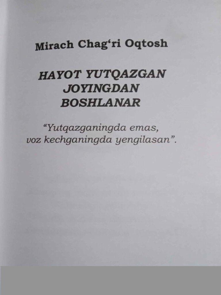 Hayot Yutqazgan Joyingdan Boshlanar | PDF