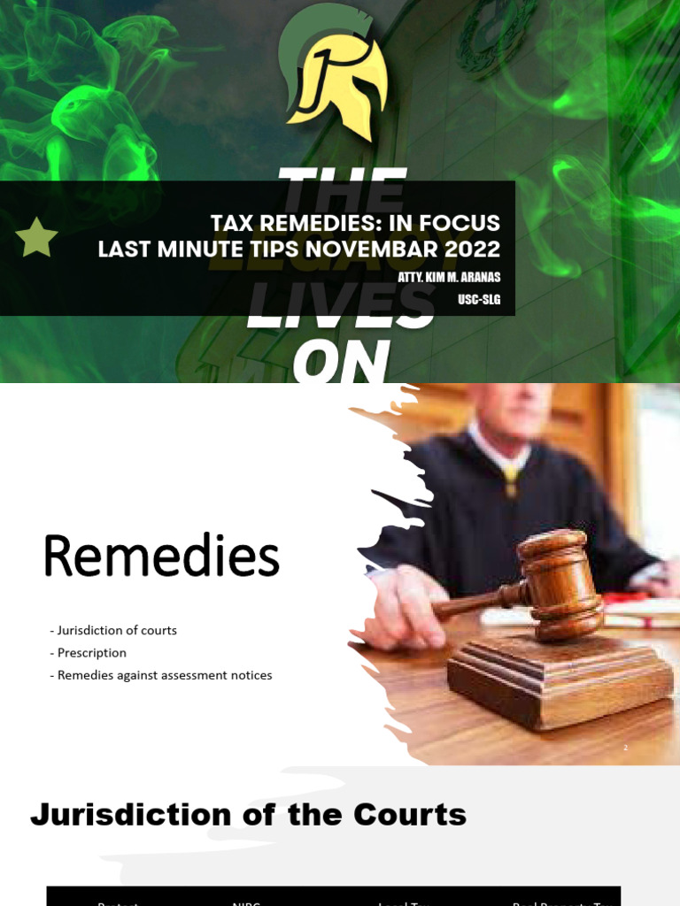 Last Minute Tips On Tax Remedies USC 2022 Novembar | PDF