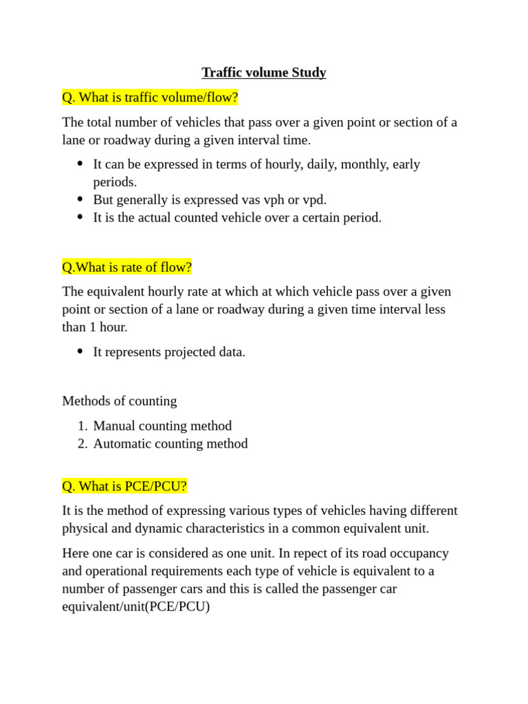 Traffic Volume Study | PDF
