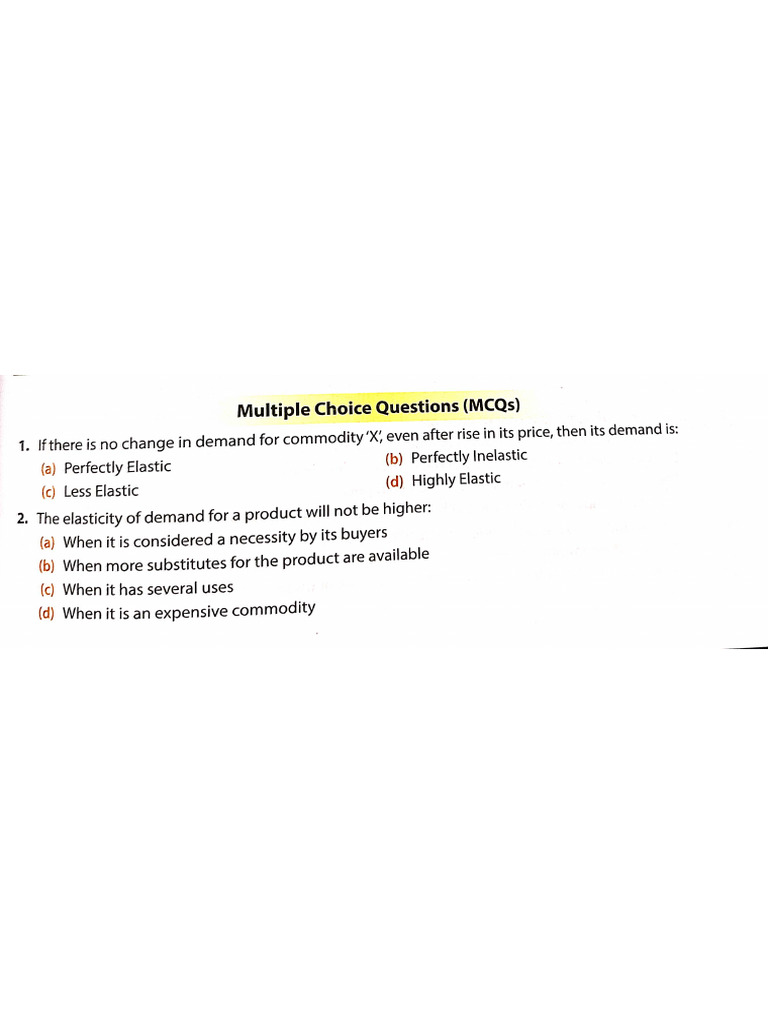 Chapter 4 Price Elasticity of Demand (MCQ'S) | PDF