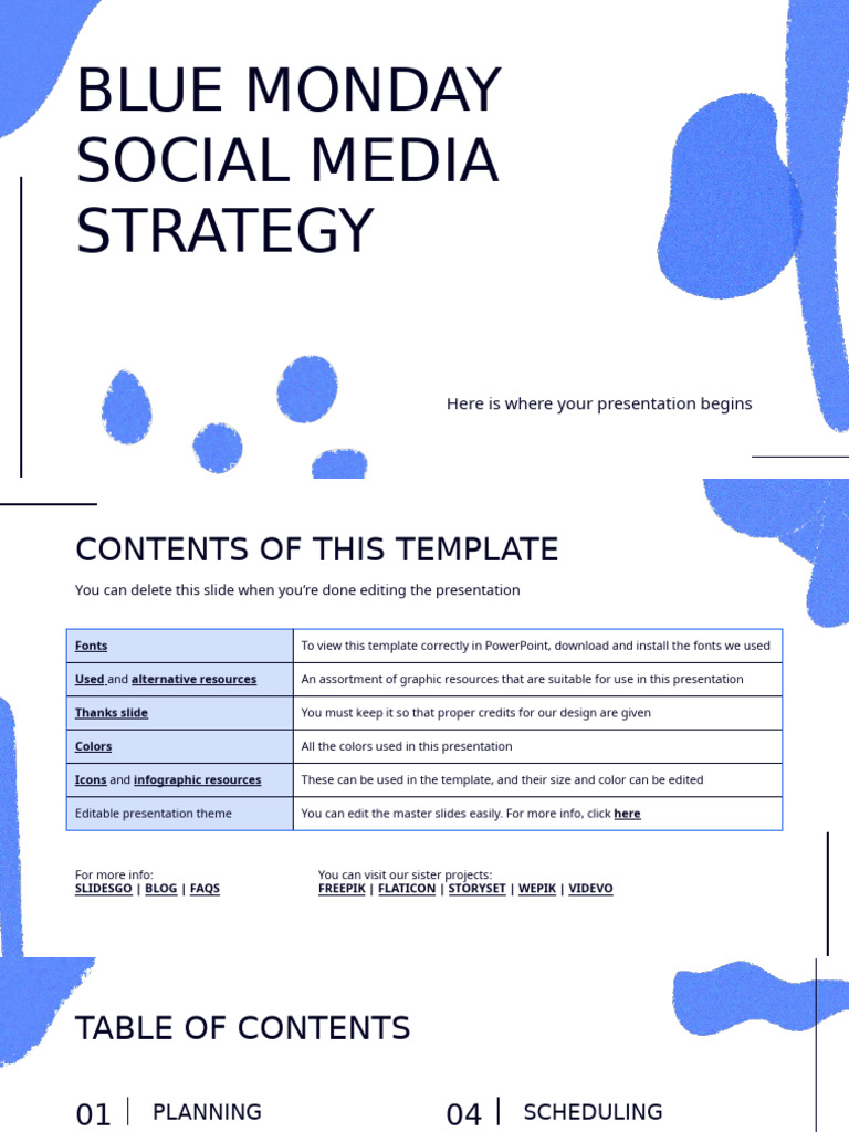 Blue Monday Social Media Strategy by Slidesgo | PDF