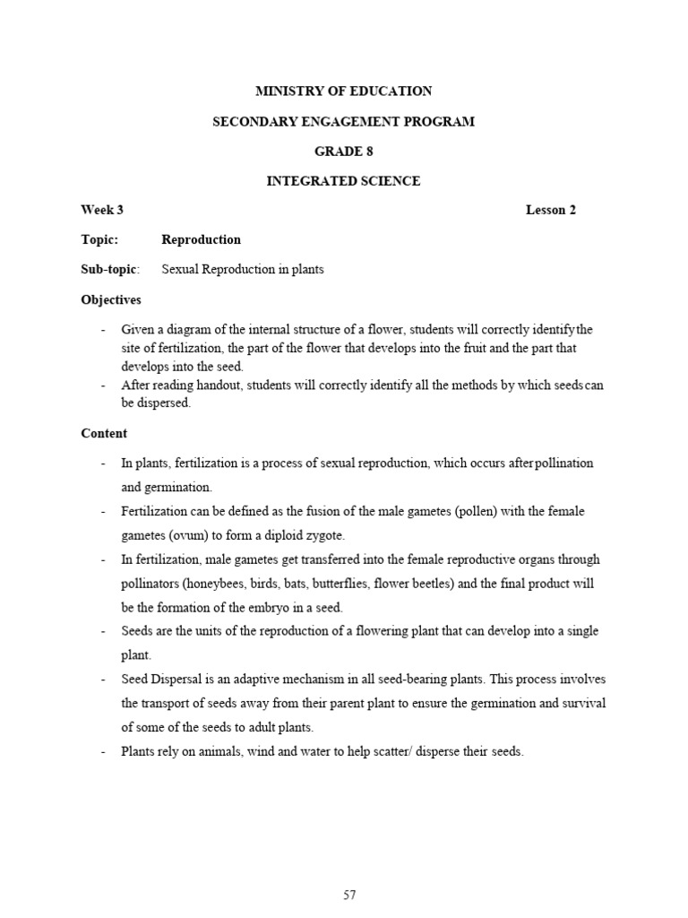 Ministry of Education Secondary Engagement Program Grade 8 Integrated ...