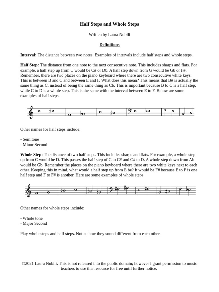 Half Steps and Whole Steps | PDF