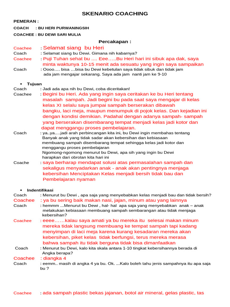 FIX DEWI SKENARIO COACHING | PDF