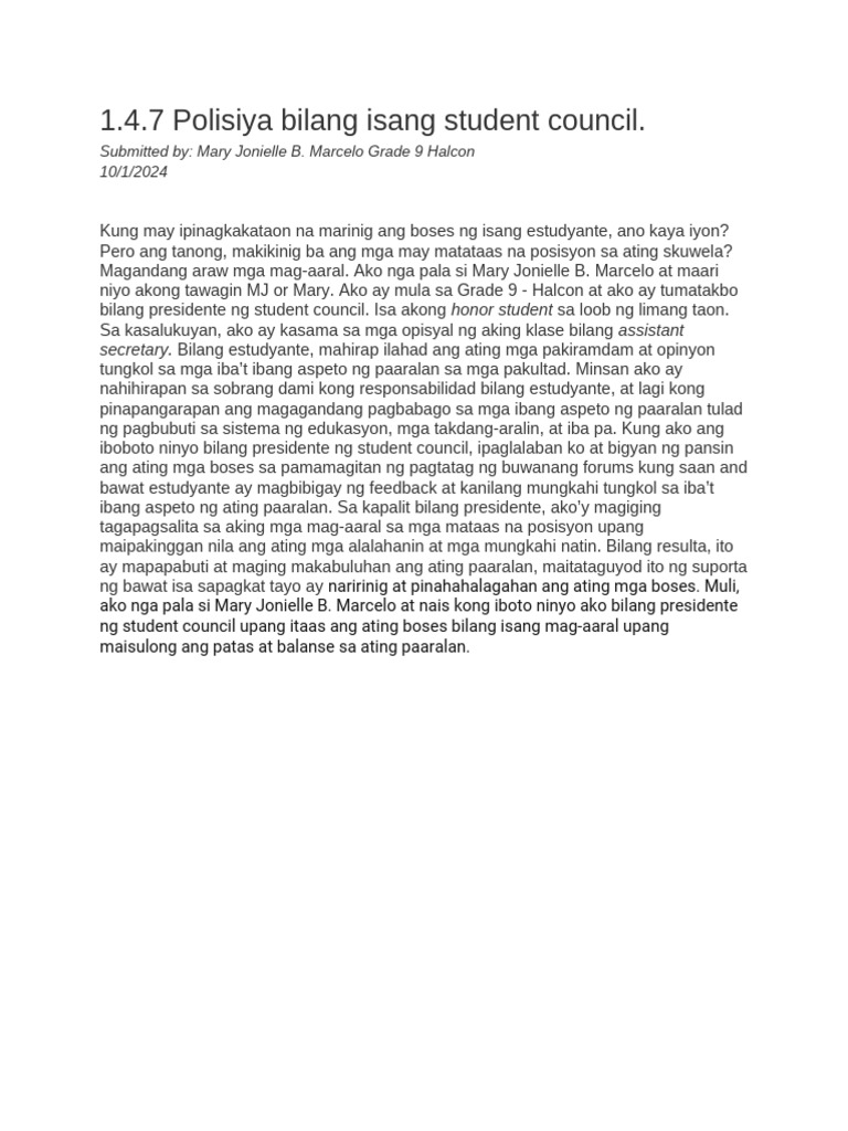 1.4.7 Polisiya bilang isang student council_ | PDF