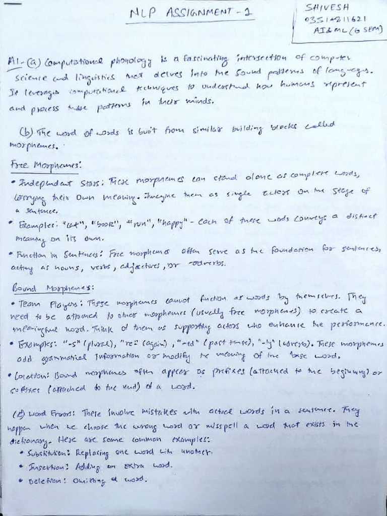 NLP Practice questions | PDF