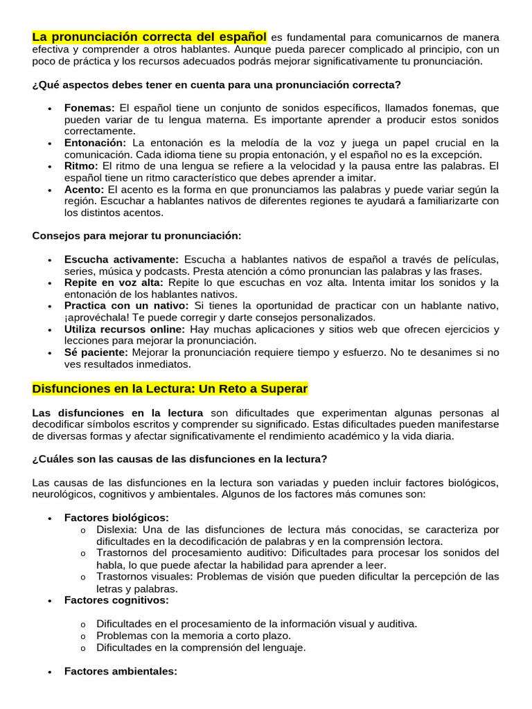 La Pronunciación Correcta Del Español | PDF
