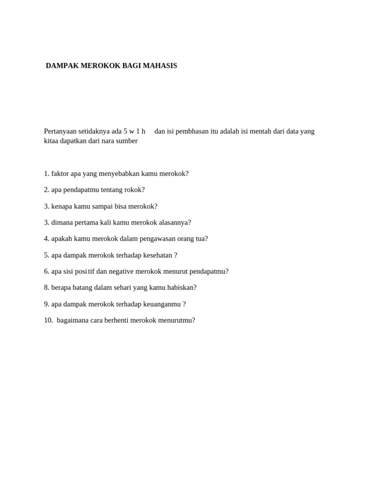 Bahaya Merokok Untuk Remaja Pdf