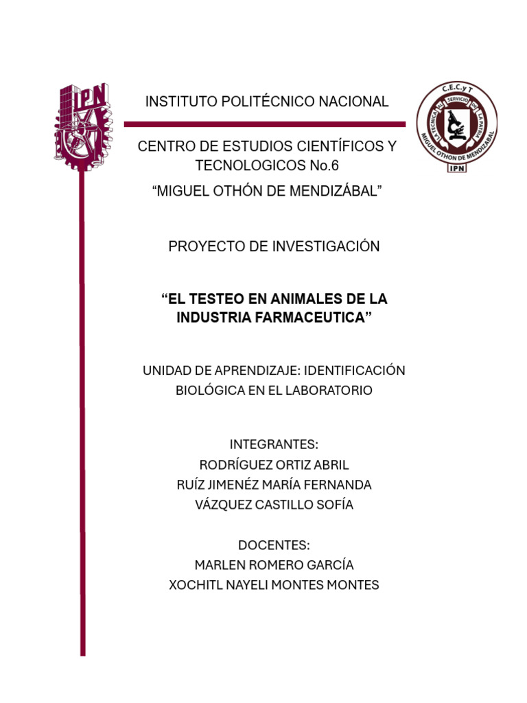 Testeo en Animales en Farmacéutica | PDF | Pensamiento | Pruebas en ...