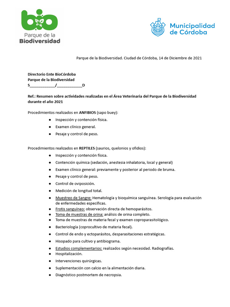 Resumen Área Veterinaria PdeB - 2021 | PDF