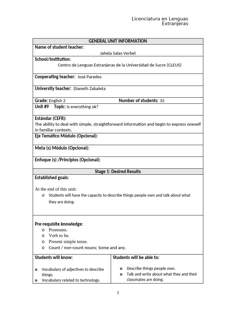 Lesson Plan Week 6 Unit 9 | PDF