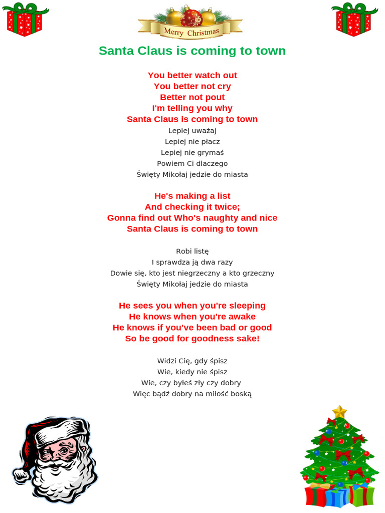 Santa Claus Is Coming To Town | PDF