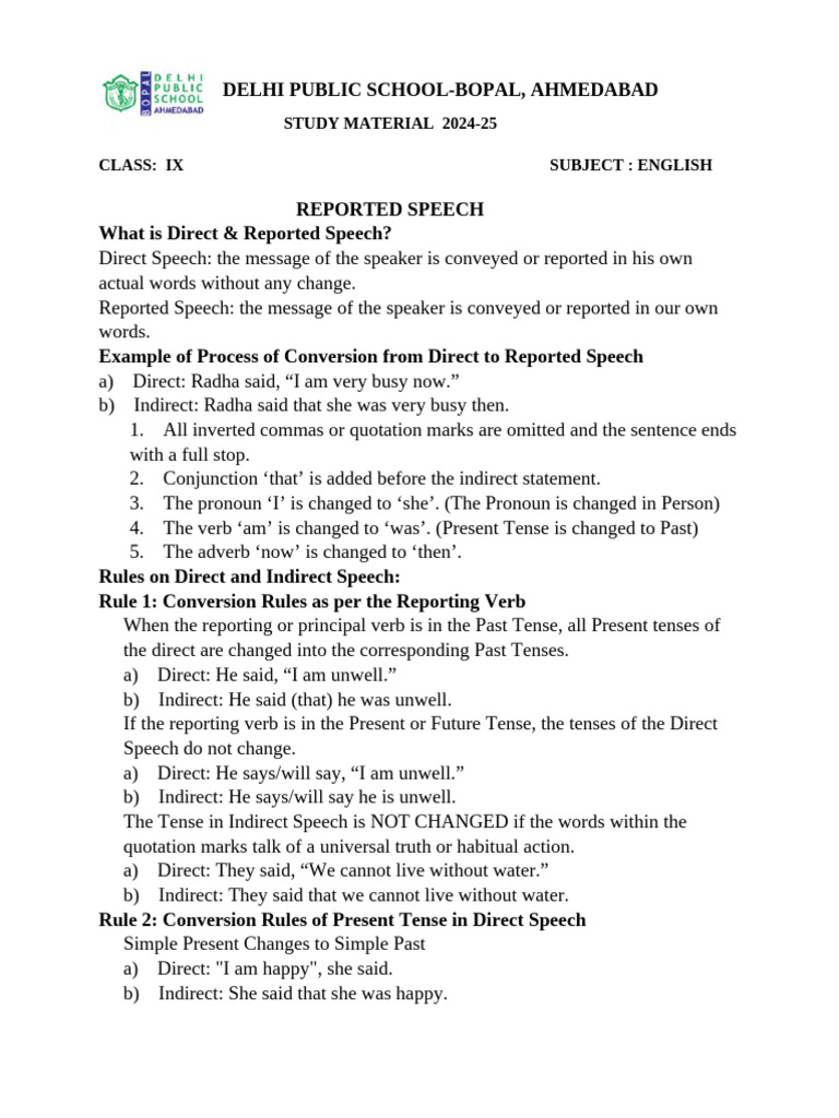 Direct Indirect-Grade 9 | PDF