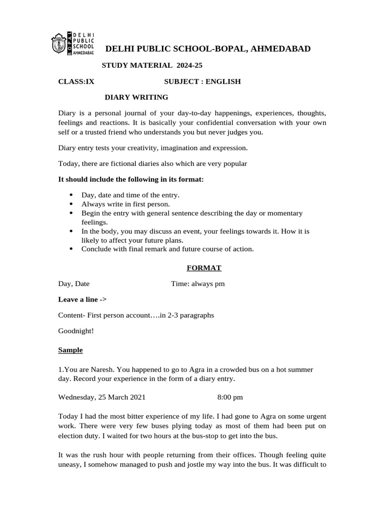 Diary Writing-English | PDF