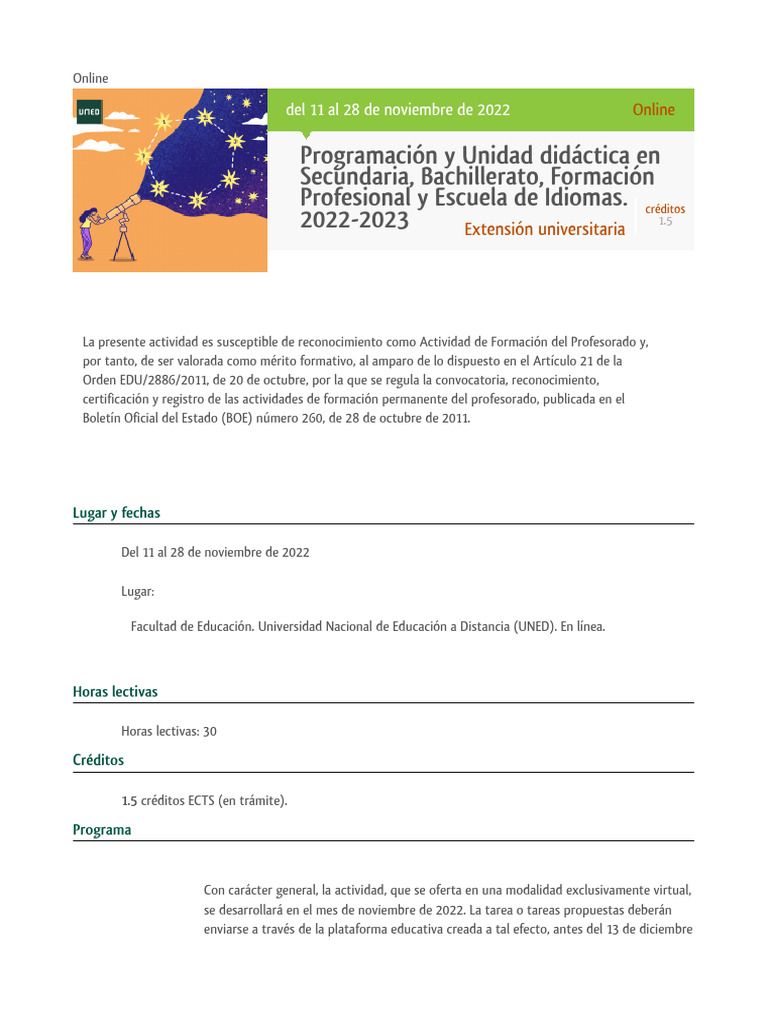 Programación y Unidad Didáctica en Secundaria, Bachillerato, Formación Profesional y Escuela de ...