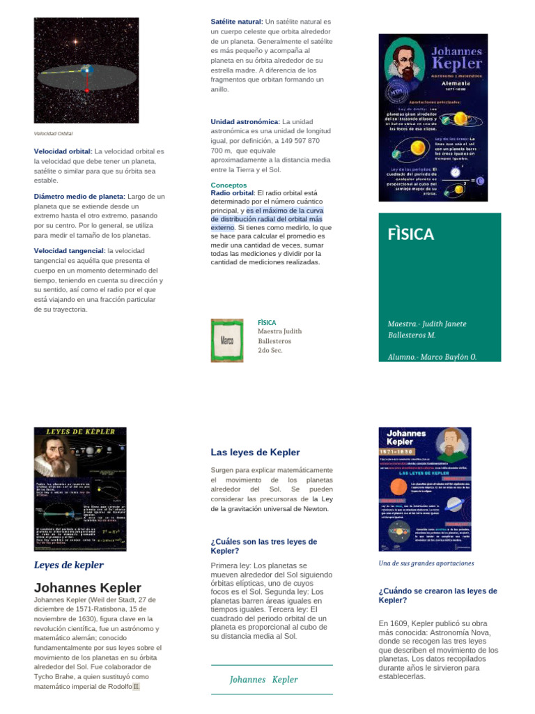 Folleto Kepler | PDF | Johannes Kepler | Orbita