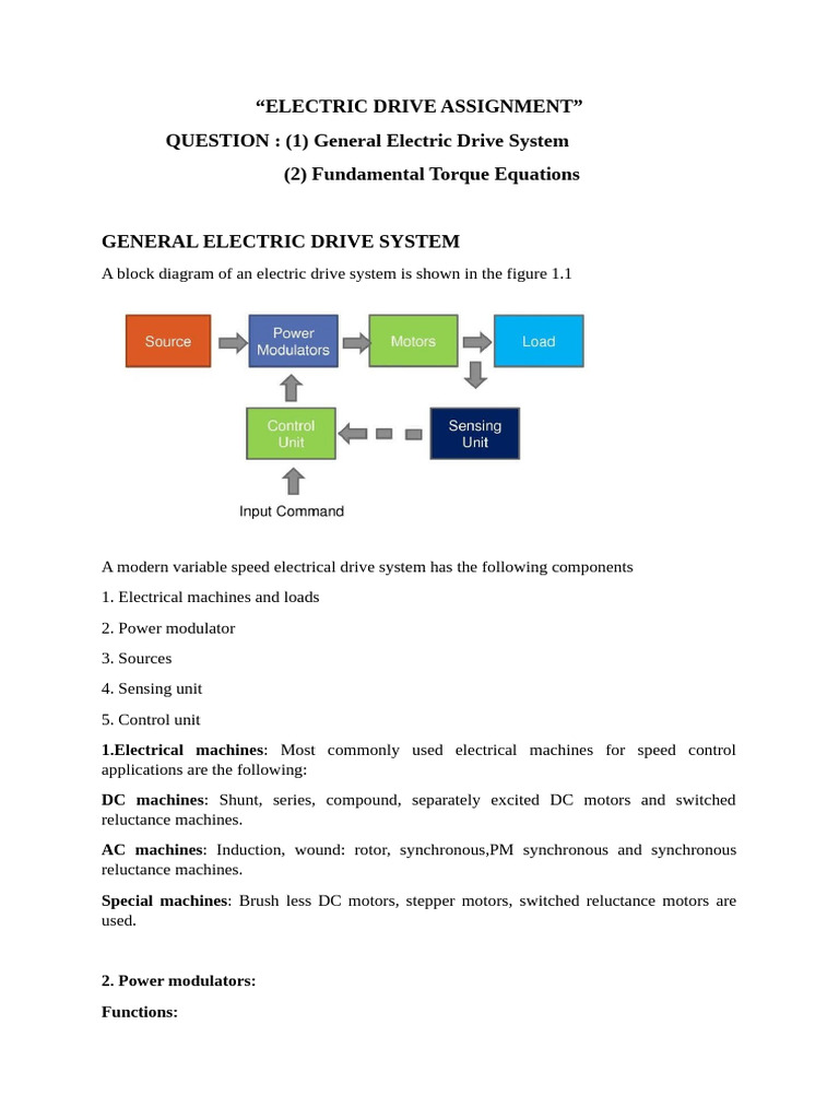 Electric Drive Assignment | PDF