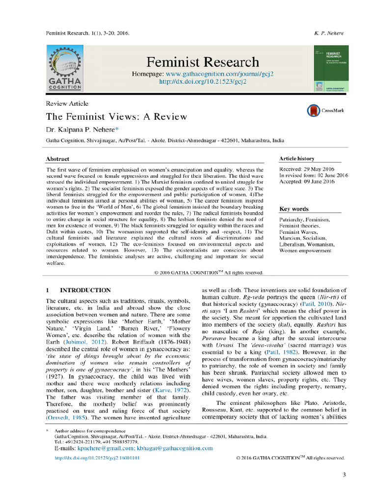 The Feminist Views A Review | PDF