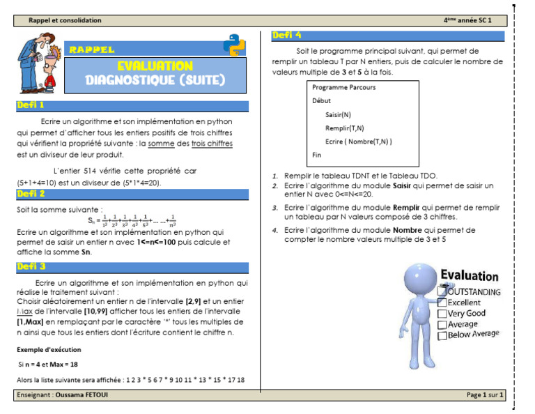 Algorithmes Python pour Étudiants | PDF | Teaching Methods & Materials