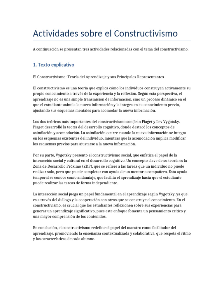 Actividades Constructivismo | PDF
