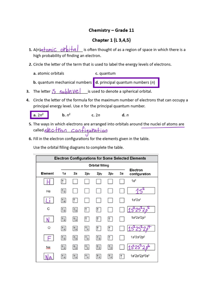 Chemistry Review Sheet Ch1 L3,4,5 | PDF