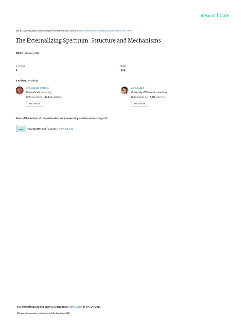 The Externalizing Spectrum Structure and Mechanism | PDF