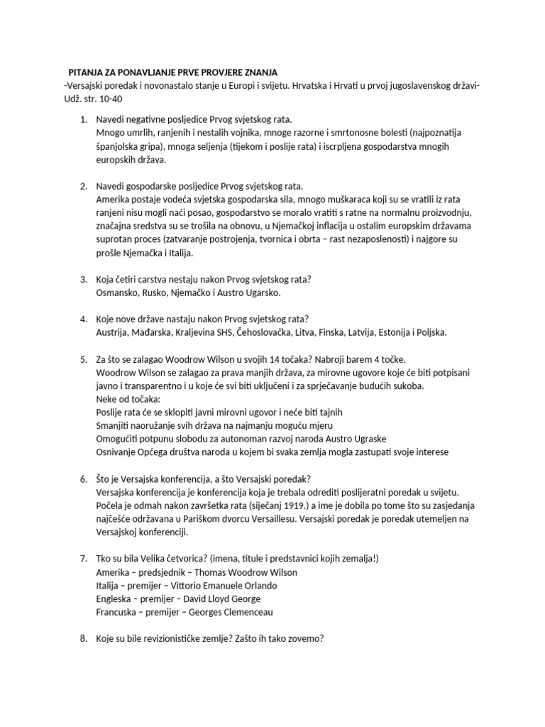 Pitanja Za Ponavljanje - 1. Ispit | PDF