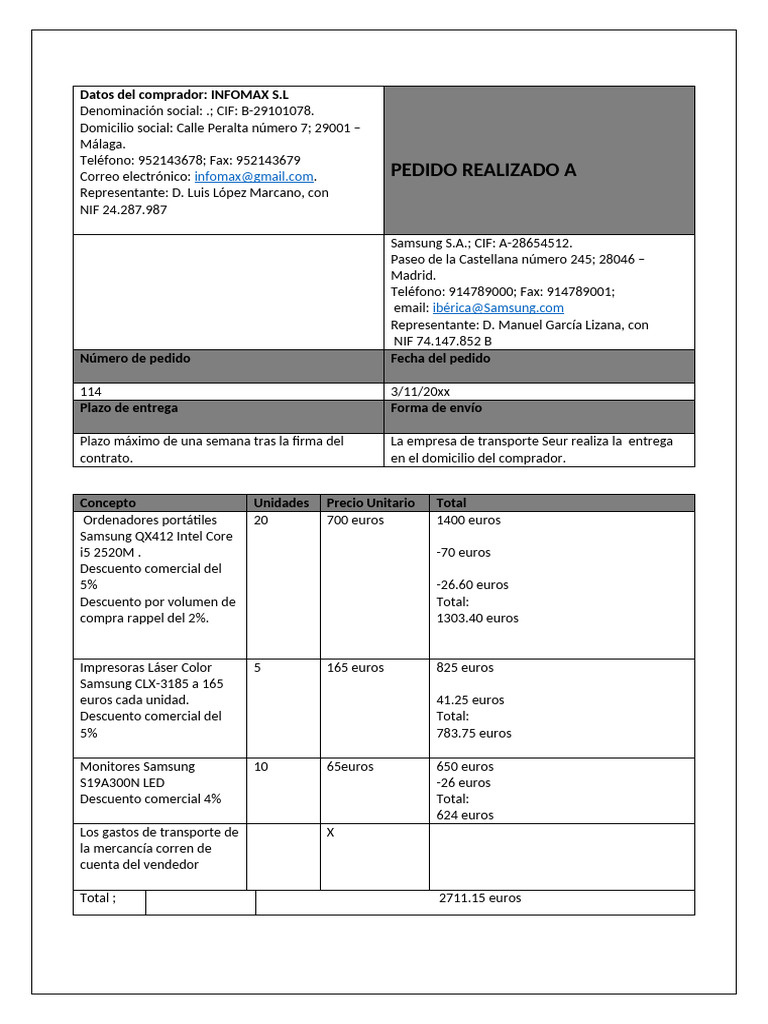 Nota de Pedido OCVA_02_TAREA | PDF