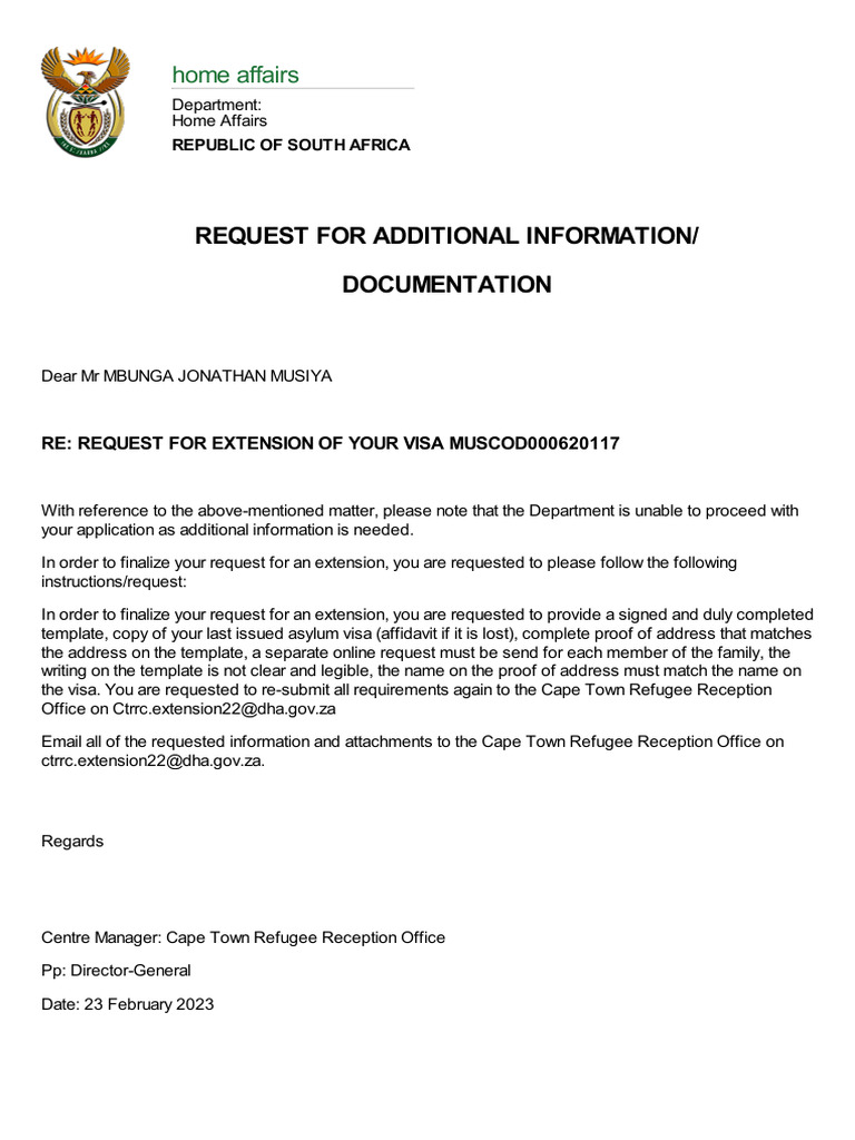 Additional Information Letter | PDF