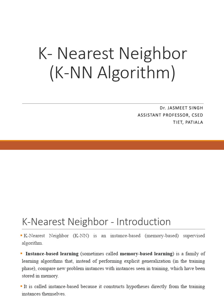 K-Nearest Neighbor | PDF | Statistical Classification | Support Vector Machine
