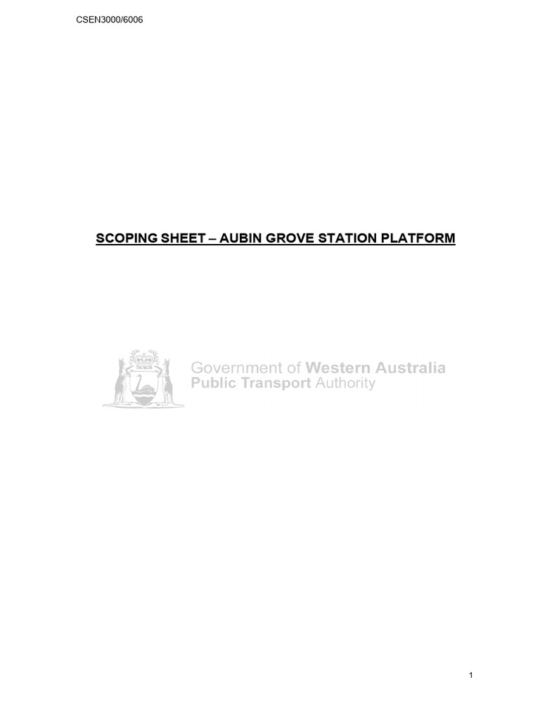 Aubin Grove Station Platform_A1 Scoping Sheet (1) | PDF