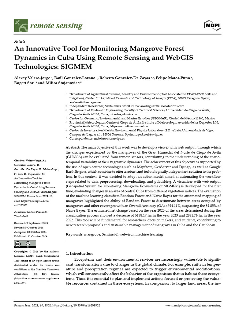 An Innovative Tool For Monitoring Mangrove Forest Dynamics in Cuba ...