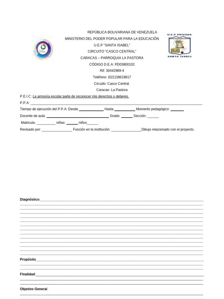 Modelo de Ppa Con Enfasis Formato Sin Llenar Santa Isabel 11-07-2023 | PDF