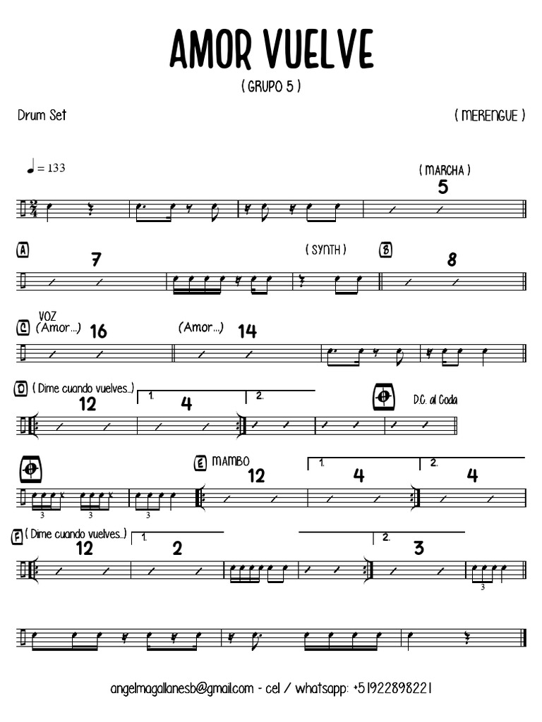 AMOR VUELVE - Drum Set | PDF