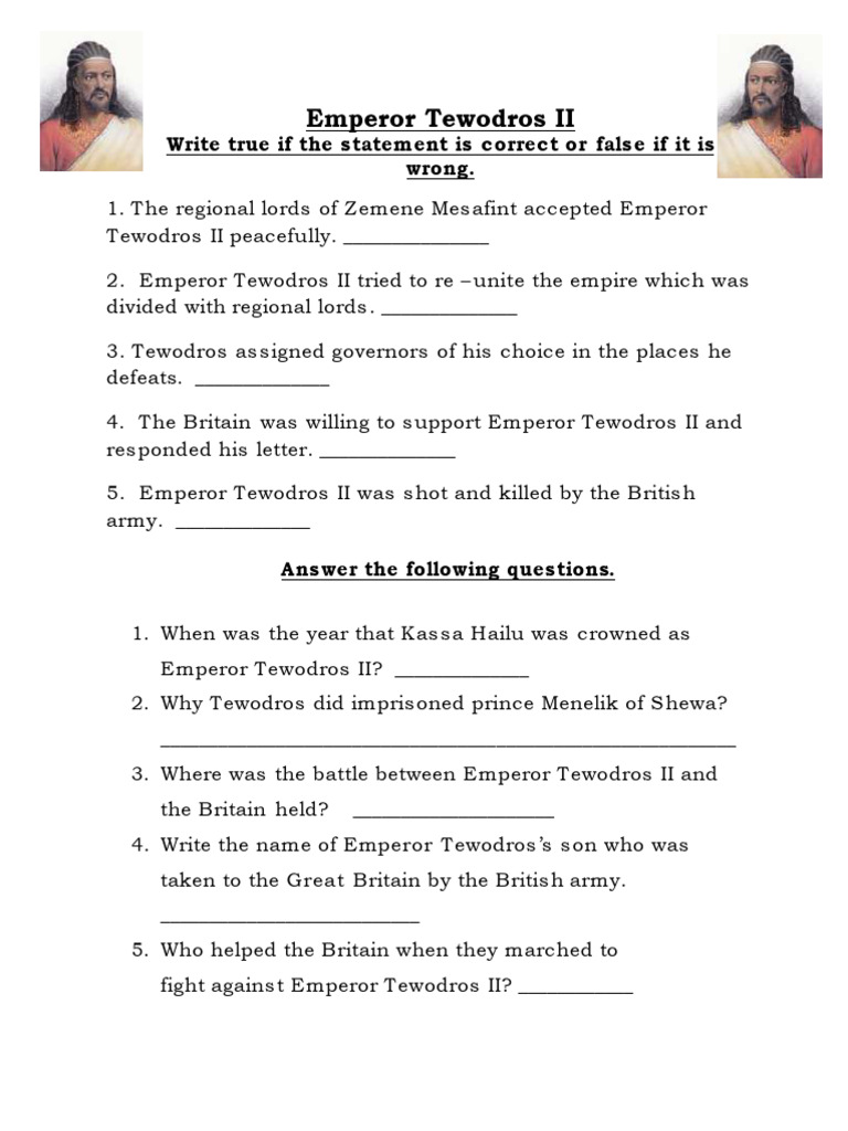 Emperor Ted and Yoh Worksheet | PDF