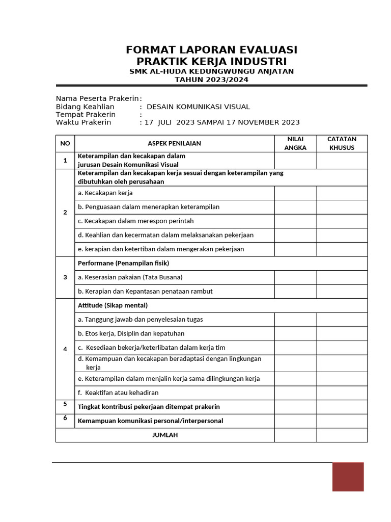11 Format Laporan Evaluasi | PDF