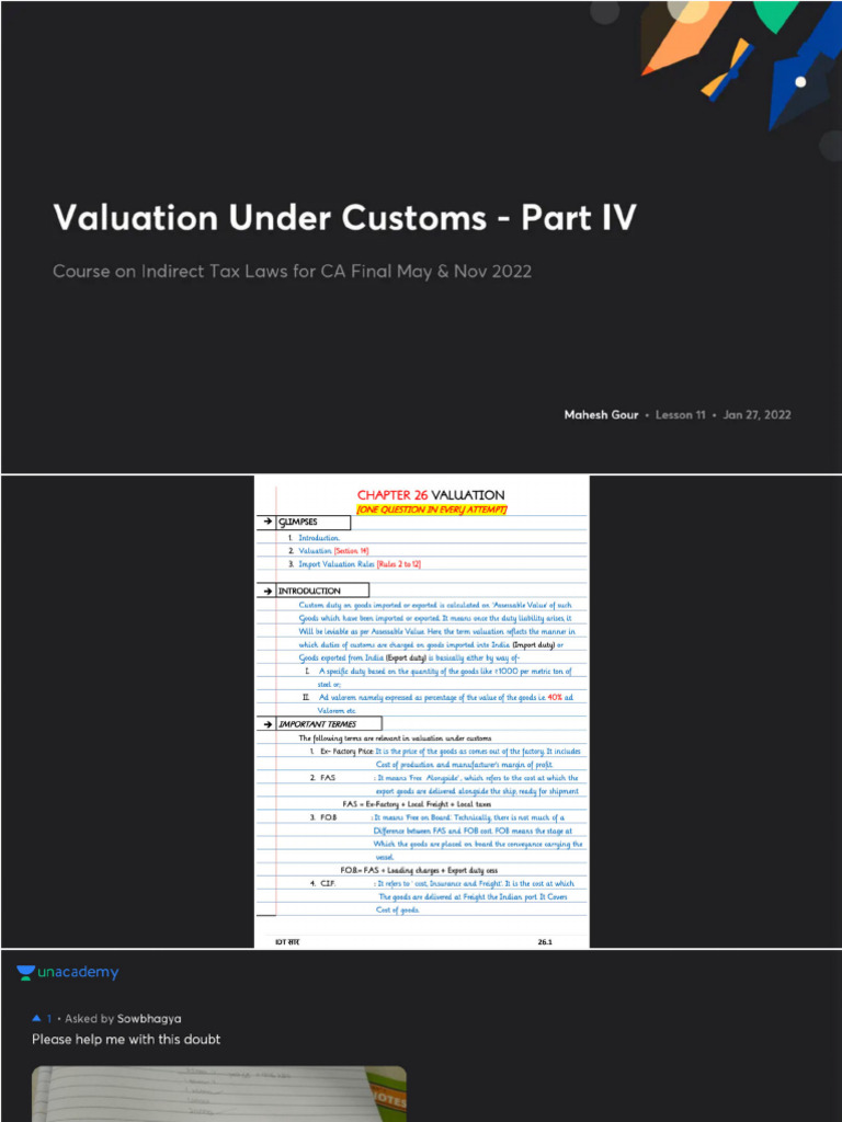Valuation Under Customs Part IV No Anno | PDF