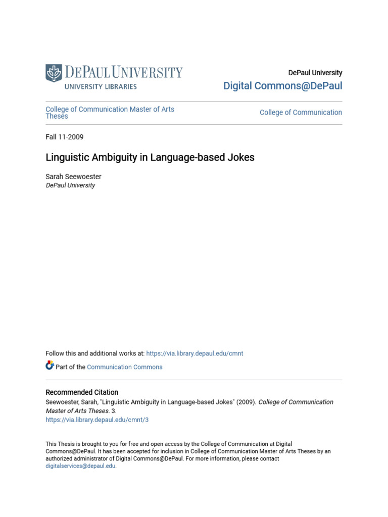 Linguistic Ambiguity in Language-Based Jokes | PDF
