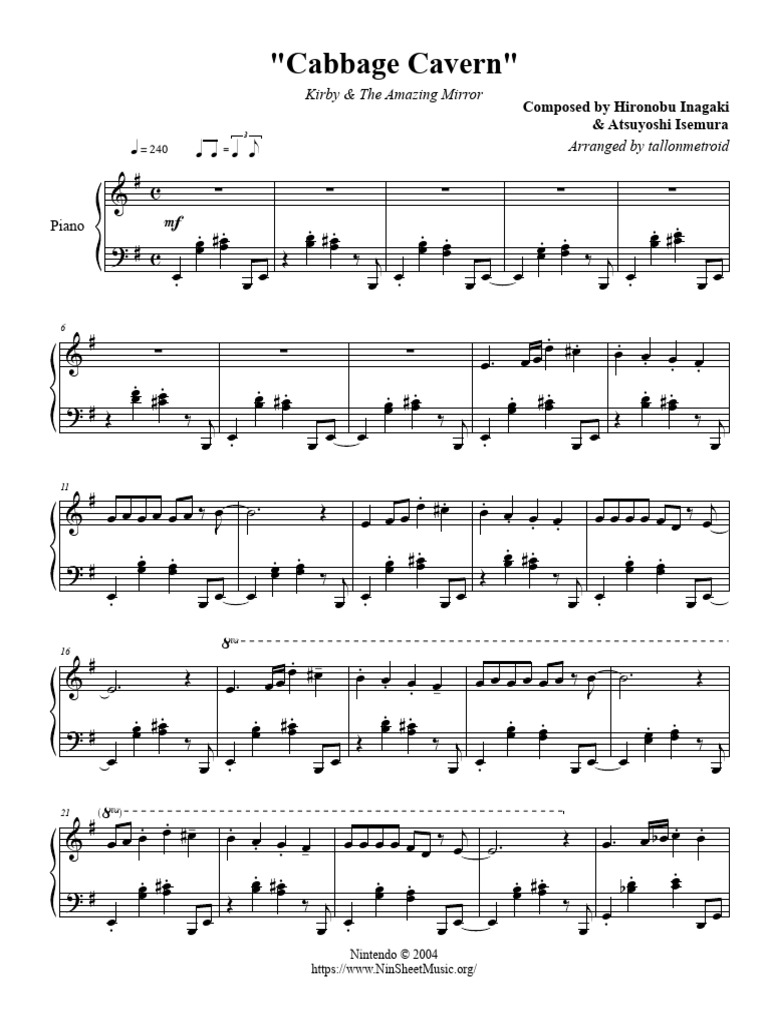 Kirby The Amazing Mirror - Cabbage Cavern | PDF