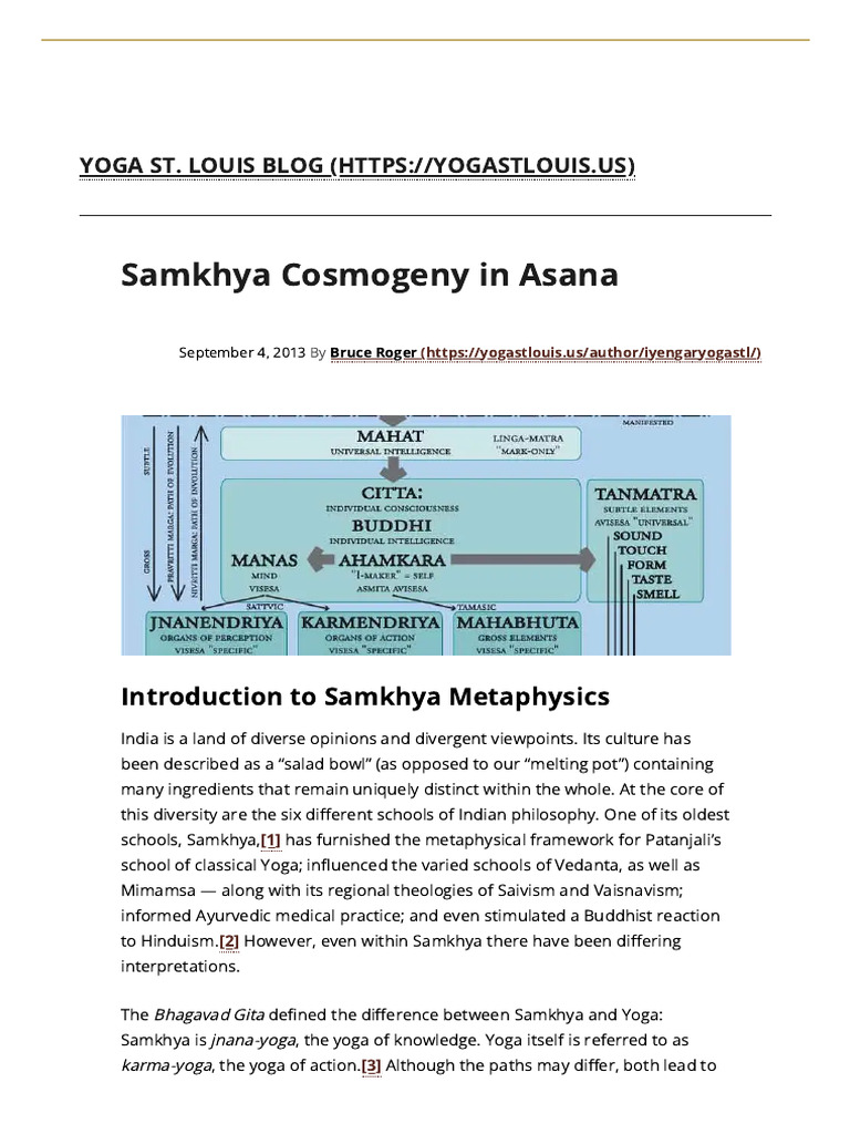 Samkhya Cosmogeny in Asana - Yoga St. Louis | PDF
