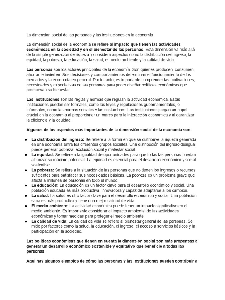 Dimensión Social de Las Personas y Las Institucio... | PDF